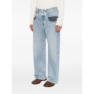 Maison Margiela Acid-Wash with Paisley-Print Insert Jeans - Blue