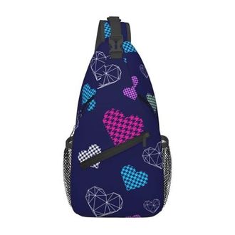 Generic G&eacute;om&eacute;trie Pixels Color&eacute;s Coeurs Sac &Agrave; Dos Bandouli&egrave;re L&eacute;ger Sling Bag Multifonctionnel Sac Poitrine Pour Excursion Sport Randonn&eacute;e