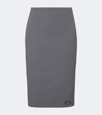 Miu Miu Jupe crayon en popeline de coton m&eacute;lang&eacute;