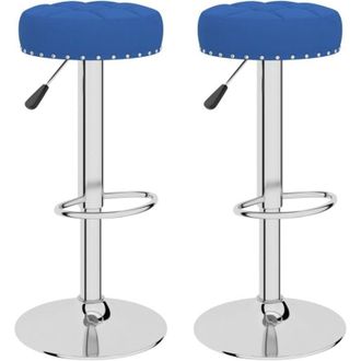 vidaXL Barhocker 2 Stk. Blau Stoff Vidaxl