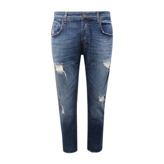 Ga&euml;lle Paris Schmale Denim Hose mit Rissen - - Jeans - Herren - Blau - W40
