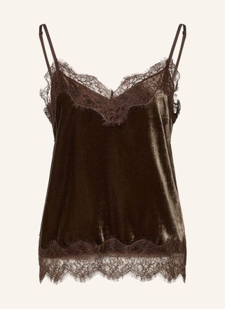 Mos Mosh Mos Mosh Blusentop Mmrihanna Vera Aus Samt Mit Spitze braun
