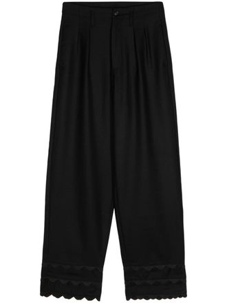 Bode pantalon en laine à détails festonnés - Noir