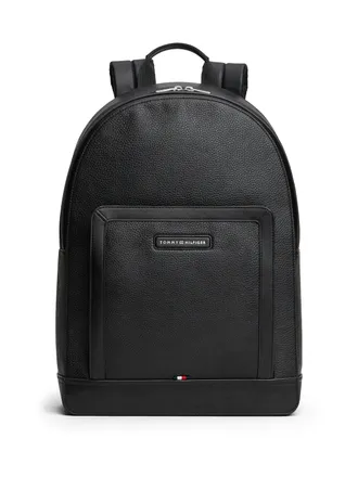 Tommy Hilfiger Cityrucksack TOMMY HILFIGER TH CENTRAL BACKPACK, Gr. B/H/T: 32cm x 43cm x 11cm, schwarz, Lederimitat, Rucks&auml;cke Cityrucksack, Unisex Freitzeitrucksack