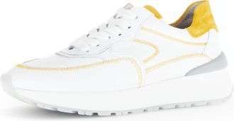 Gabor Damen Low-Top Sneaker, Frauen Halbschuhe,Freizeitschuhe,Turnschuhe,Laufschuhe,schnürschuhe,schnürer,Sportschuhe,Weiss/Sun,39 EU / 6 UK