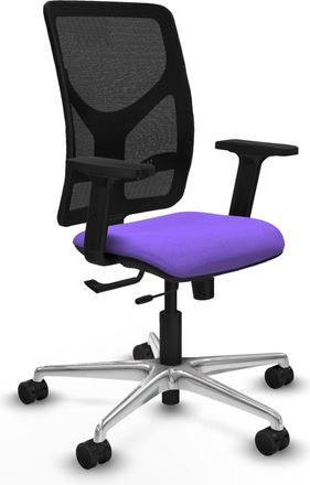 Piqueras y Crespo B&uuml;rostuhl mit 2D-Armlehnen, h&ouml;henverstellbare Lendenwirbelst&uuml;tze, ausgestattet mit Syncro/Translack und Schneideschaum, Schwarz/Lila