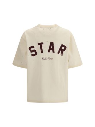 Golden Goose Womens Star T-Shirt Artic Wolf Cotton T-Shirts And Polos