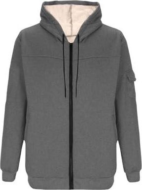 Generic Sweat &agrave; capuche en polaire chaude pour homme - Avec fermeture &eacute;clair sur toute la longueur - Pour les loisirs - Veste de sport &agrave; manches longues, gris