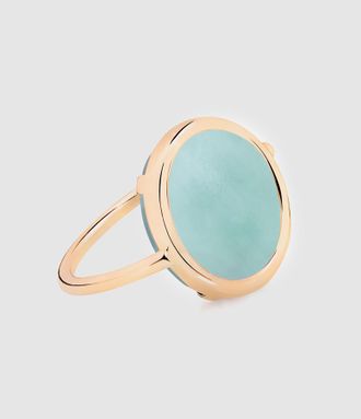 Ginette NY Bague Baby Disc Amazonite Or Rose