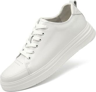 Generic Chaussures basses rétro décontractées en cuir véritable pour homme, blanc, 39 1/3 EU