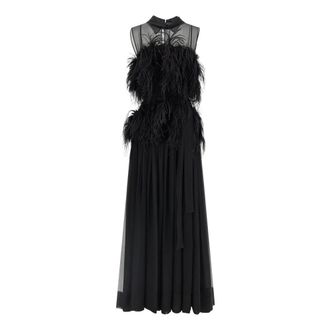 Alberta Ferretti &Auml;therliches Seidenchiffon-Federkleid - - Dresses - Damen - Schwarzk - XS