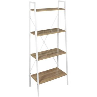 Altobuy LIETA - Etag&egrave;re &agrave; 4 Niveaux Bois et M&eacute;tal Blanc