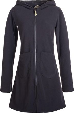 vishes Alternative Bekleidung - Einfarbiger Eco Fleecemantel mit Kapuze schwarz 40-42