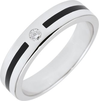 Edenly Trauring Dämmerschein - Federzug mit Diamant - Kleines Modell - Gold und schwarzer Lack - 18 Karat