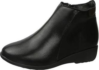 Generic Bottines pour femme &agrave; talon compens&eacute; bas - &Eacute;l&eacute;gantes - Style r&eacute;tro - Bout rond - Antid&eacute;rapantes - Fermeture &eacute;clair lat&eacute;rale - Confortables - Pour la m