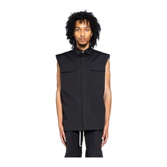 Rick Owens Homme, Vestes, Noir, Taille: L Chemise Sans Manches Noire