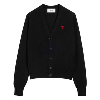 Ami Femme, Pulls, Noir, Taille: XL Gilet d&eacute;contract&eacute; en laine noire