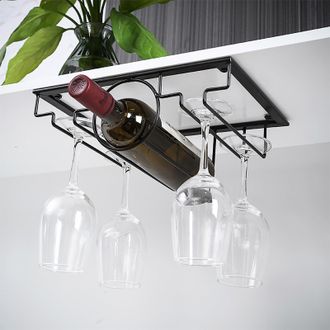 Generic Weinglashalter, H&auml;ngendes Weinregal, Hohe Tragf&auml;higkeit, Einfache Montage, Platzsparend, Geeignet f&uuml;r Unter Schr&auml;nken/Arbeitsplatten(Black,Small)