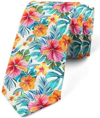 Generic Cravate Vert Roses Orange Classique Tie R&eacute;glable Cravate DAffaires Pour &Eacute;v&eacute;nements Accessoires C&eacute;l&eacute;brations