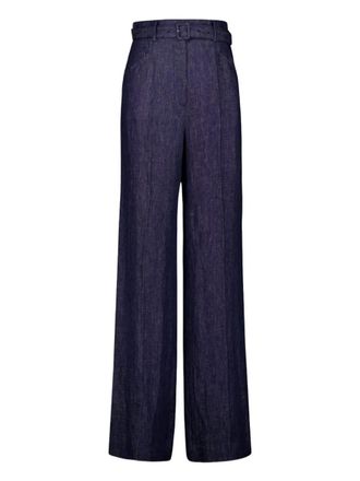 Gabriela Hearst pantalon en jean à taille ceinturée - Bleu