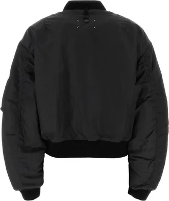 Maison Margiela Womens Slate Nylon Bomber Jacket Darkblueblackmelange Giubbini