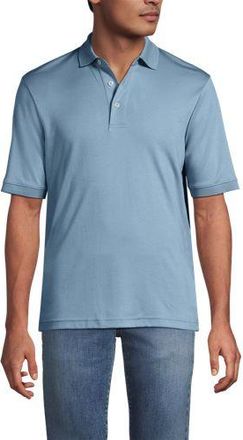 Lands End Supima Kurzarm-Polo, Classic Fit, Herren, Größe:48-50 regular, Blau, Baumwolle, by Lands End