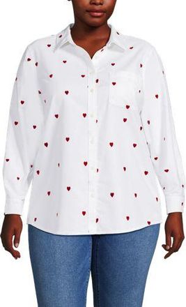 Lands End Langarm Oxford-Hemd, Damen, Gr&ouml;&szlig;e:52-54 plus, Wei&szlig;, Baumwolle, by Lands End