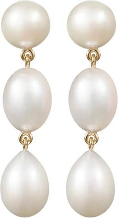 Sophie Bille Brahe 14K yellow gold Amis Poire pearl earrings - Blanc