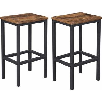 Vasagle Vasagle - Chaises de Bar, Tabourets Hauts de Style Industriel, pour Cuisine, Salle &agrave; Manger, Salon, Marron Rustique,Lot de 4