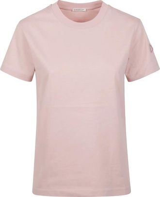 Moncler Femme, Tops, Rose, Taille: 36 FR T-Shirt Logo Brod&eacute;