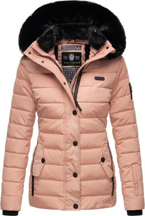 Navahoo Damen Winter Steppjacke mit Kapuze und Fellkragen B846 [B846-Rosa-Gr.M]