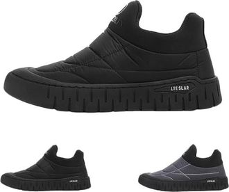 Generic Chaussures dhiver &agrave; enfiler pour homme en velours chaud avec doublure en fourrure, bottes &eacute;paisses antid&eacute;rapantes confortables et l&eacute;g&egrave;res, Noir, 38 2/