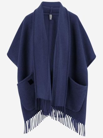 Ferragamo Womens Cape Cashmere Navy Capes Jacket