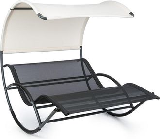 Blumfeldt The Big Easy - Chaise Longue à Bascule, Ergonomique, Résistant aux intempéries, Toit imperméable, Protection uv, Acier, Usage intérieur et extérieur