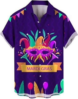 Generic Costumes de carnaval - Chemise &agrave; manches courtes - Chemise d&eacute;t&eacute; &agrave; manches courtes - Chemise de plage respirante et l&eacute;g&egrave;re - Chemise de vacances confor