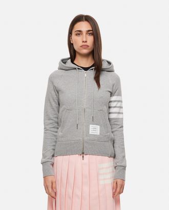 Thom Browne Klassischer Loopback-fleece-hoodie 4-bar Zip-hoodie