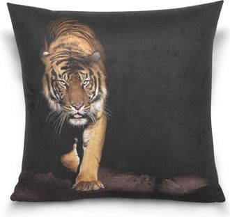 HMZXZ Kissenbezug 50x50cm Action Afrikanisch Tiger Schwarz Dekorative quadratische Kissenbez&uuml;ge Kissenh&uuml;ller f&uuml;r Couch Sofa Schlafzimmer Wohnzimmer