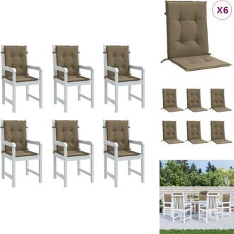 vidaXL Niedriglehner-Auflagen 6 Stk. Melange Taupe 100x50x4 cm Stoff - Niedriglehner Auflagen - Gartenstuhlkissen - Outdoor Kissen - Sitzkissen - Sofa Kissen