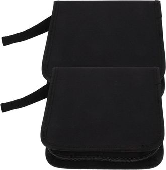 SOLUSTRE 2 Stück CD Aufbewahrungstasche Tragbare Oxford Mini CD Hülle mit Reißverschluss für DVD und Disc Schwarz