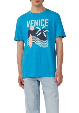 s.Oliver Baumwoll-T-Shirt mit Frontprint und Flammgarnstruktur