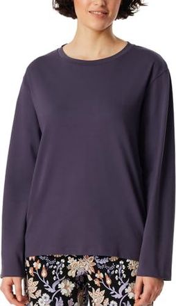 Schiesser Damen Schlafshirt Langarm Baumwolle-Mix + Relax Haut de Pijama, Indigo_182103, 48 Femmes