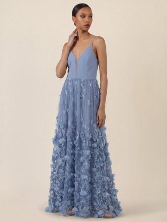 Apart Abendkleid mit 3D-Bl&uuml;ten und T&uuml;llrock