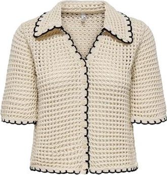 Only Onllucie Life KNT Nca Cardigan Confortable à Manches 3/4 avec col en V, Ecru, M Femme