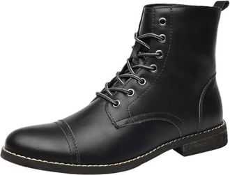 Jamron Homme &Eacute;l&eacute;gant Cap Toe Bottines en Cuir &agrave; Lacets Bottes Derby Habill&eacute;es Noir SN0707335 EU45.5
