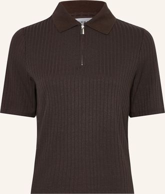 Comma Comma Strick-Poloshirt braun