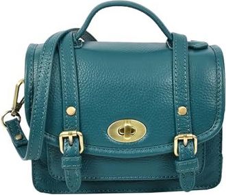 House Of Leather Mini sac &agrave; main classique en cuir pour femme avec fermeture &agrave; bouton-poussoir Plusieurs couleurs disponibles, Vert, Mini