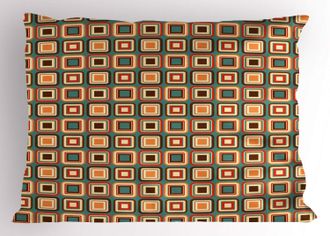 Abakuhaus Modern Kissenbezug, Geometrisch gerundet, Dekorativer Standard King Size Gedruckter Kissenbezug, 75 x 50 cm, Mehrfarbig