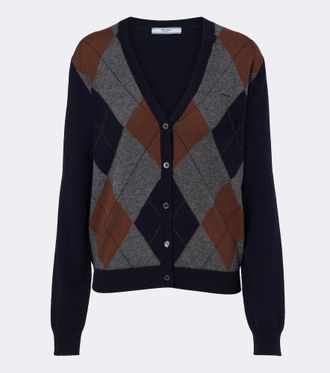 Prada Cardigan en cachemire &agrave; motif argyle