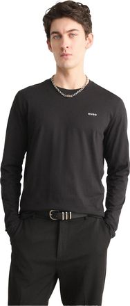 HUGO BOSS Hugo - Derol T-Shirt f&uuml;r Herren, Baumwolle, Lang&auml;rmlig (Schwarz)