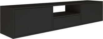 Selsey TV Lowboard - Schwarz Farbe Moderne Fernseher Kommode 150 x 30 x 30 cm (BxTxH) TV Unterschrank für Wohnzimmer Schrank mit Klappen Push to Open Lowboar